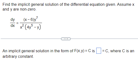 Solved Find the implicit general solution of the | Chegg.com
