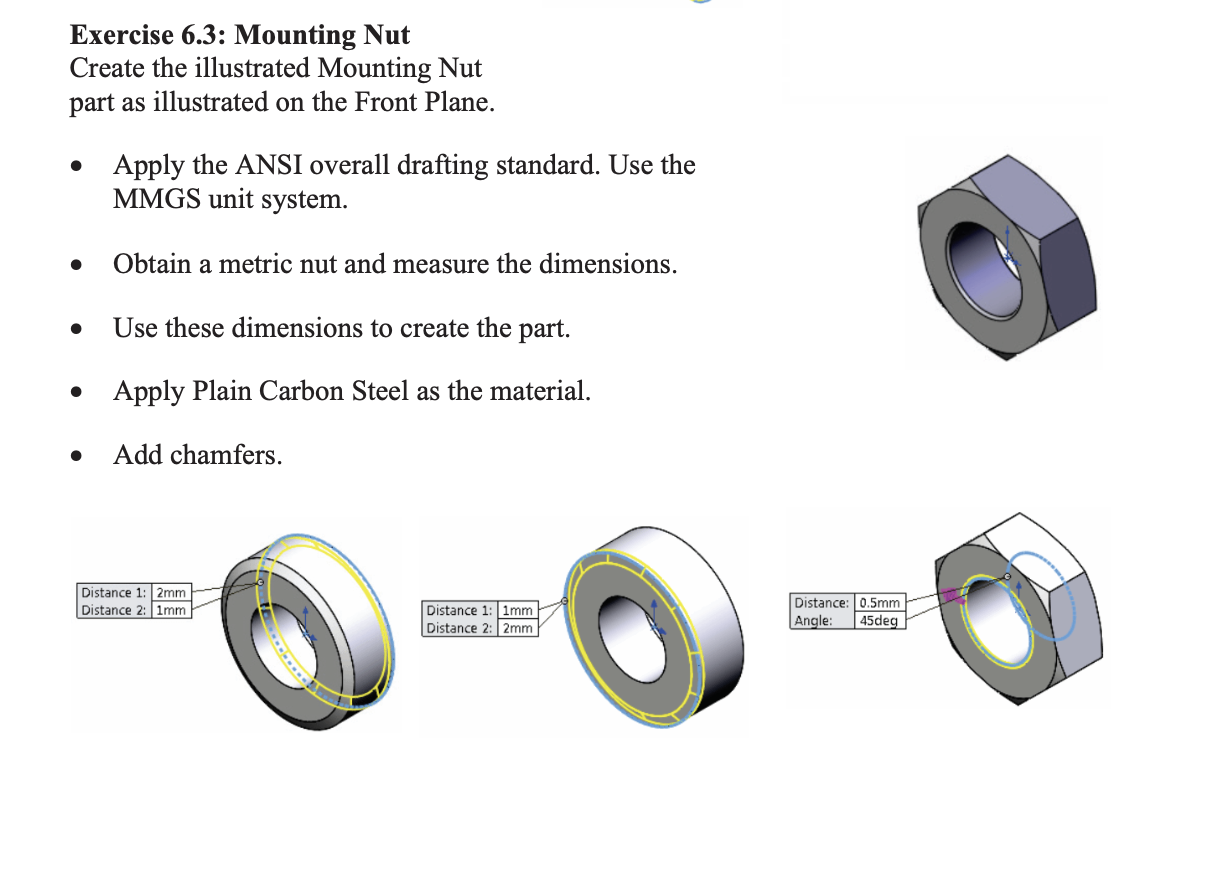 Solved Exercise 6.3: Mounting Nut Create the illustrated | Chegg.com