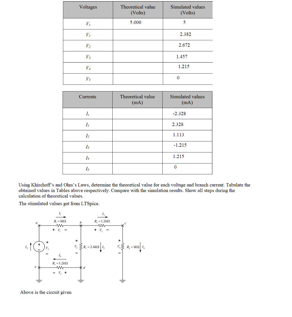 Solved Using Khirchoff's and Ohm's Laws, determine the | Chegg.com