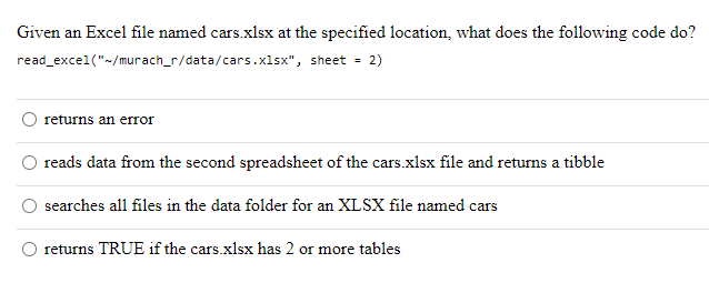 Solved Given an Excel file named cars.xlsx at the specified | Chegg.com