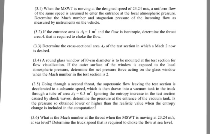 Solved A mobile supersonic wind tunnel (MSWT) is constructed | Chegg.com