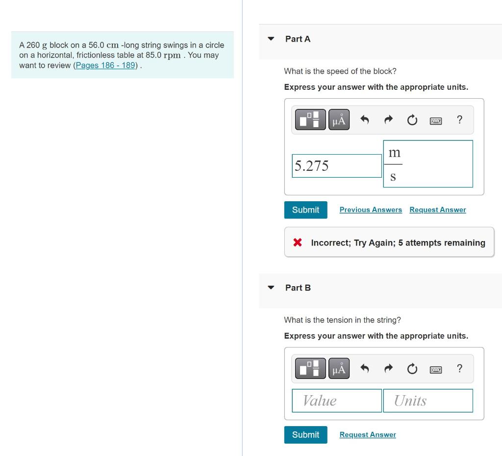 Solved A 260 g block on a 56.0 cm-long string swings in a | Chegg.com