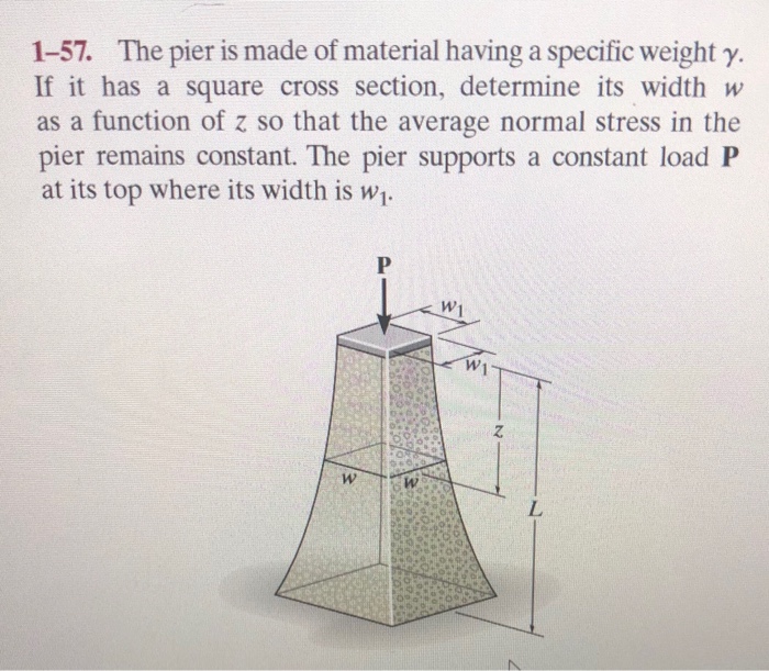 Solved 1-57. The pier is made of material having a specific | Chegg.com