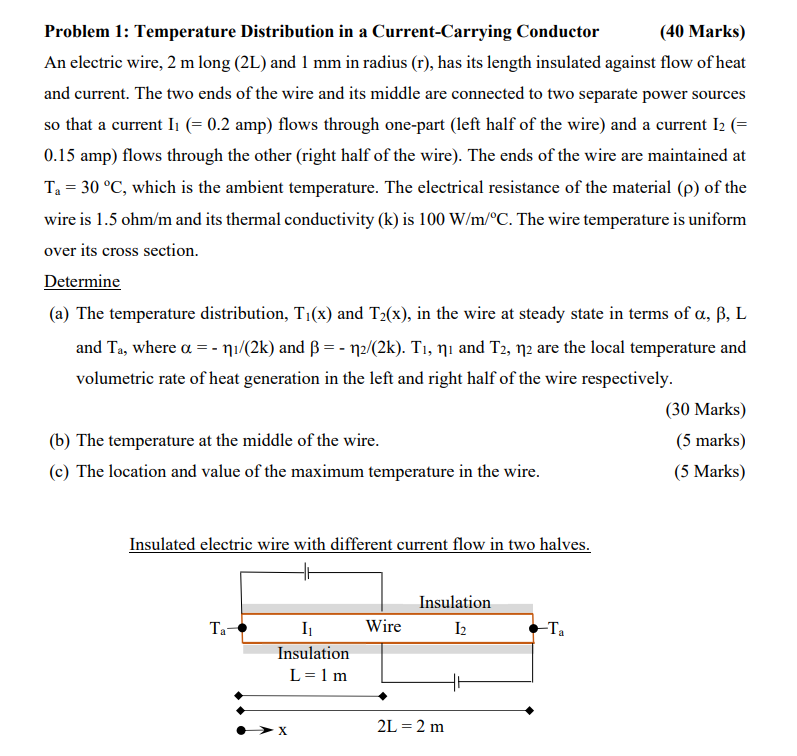 Solved Problem 1: Temperature Distribution in a | Chegg.com