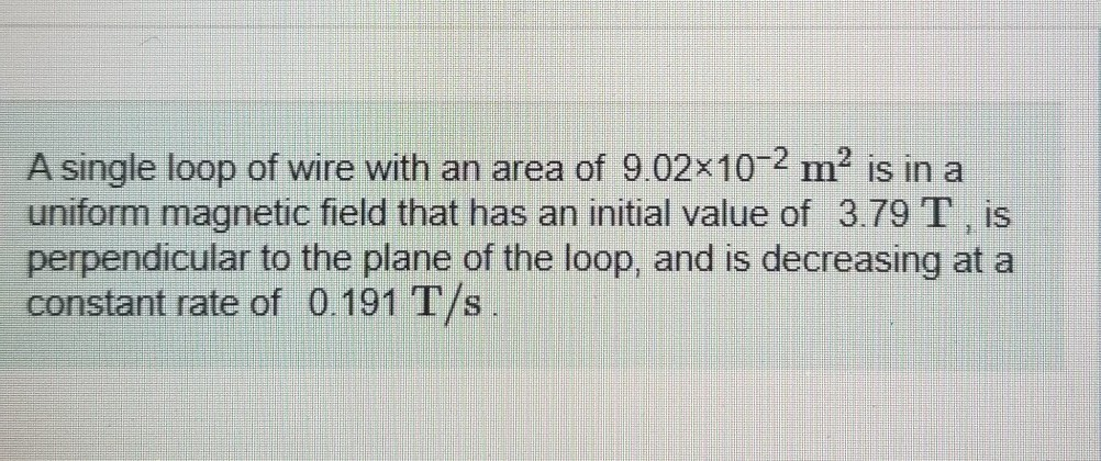 Solved A single loop of wire with an area of 9.02x10-2 mº is | Chegg.com