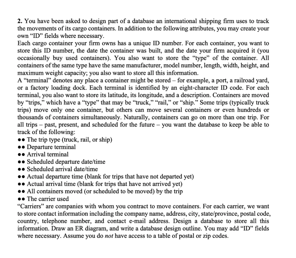 Solved For each of the following problems, design an | Chegg.com