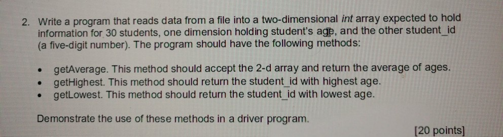 Solved 2. Write a program that reads data from a file into a | Chegg.com