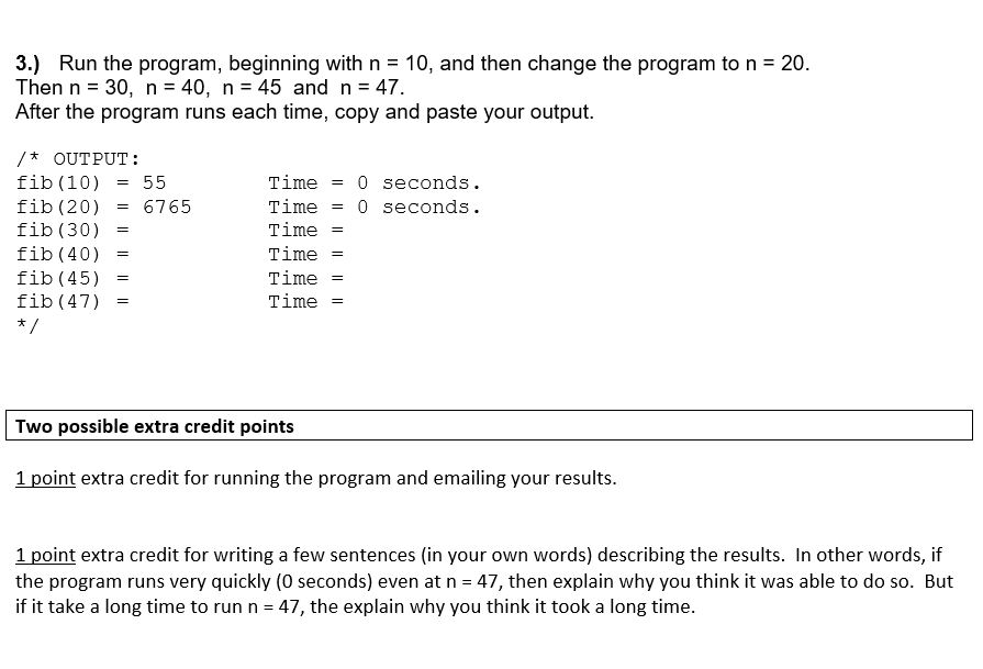 Solved Extra Credit - Fibonacci Function (Lec. 5 topic: | Chegg.com