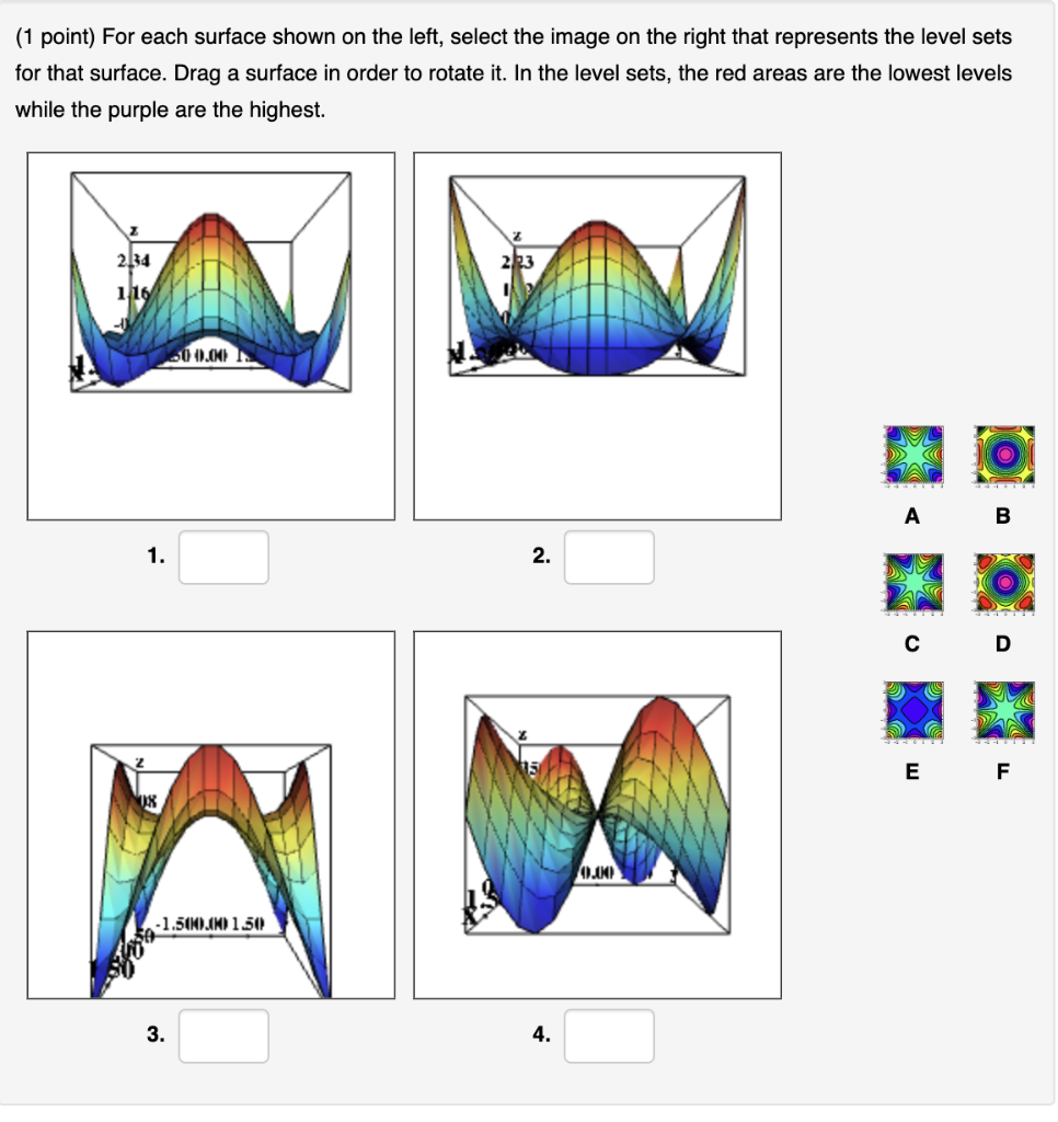 Solved (1 point) For each surface shown on the left, select | Chegg.com