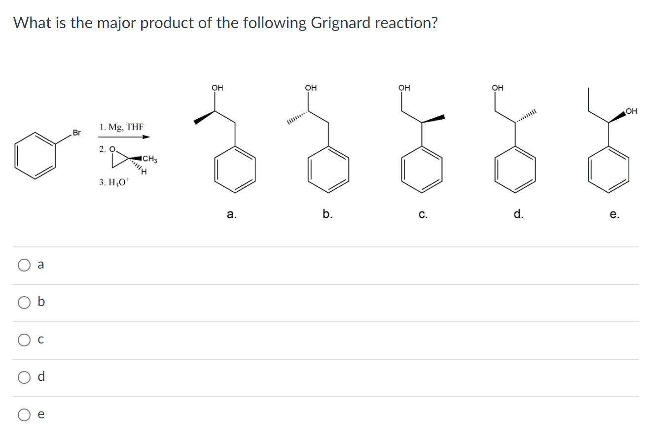 Solved What is the major product of the following Grignard | Chegg.com