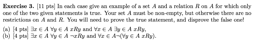Solved Exercise 3. [11 pts] In each case give an example of | Chegg.com