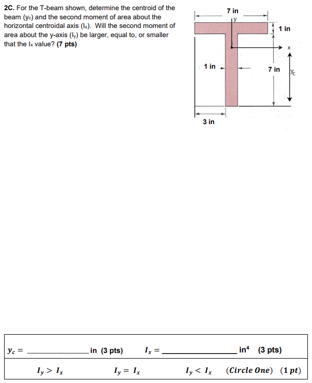 Solved 2C. For the T-beam shown, determine the centroid of | Chegg.com