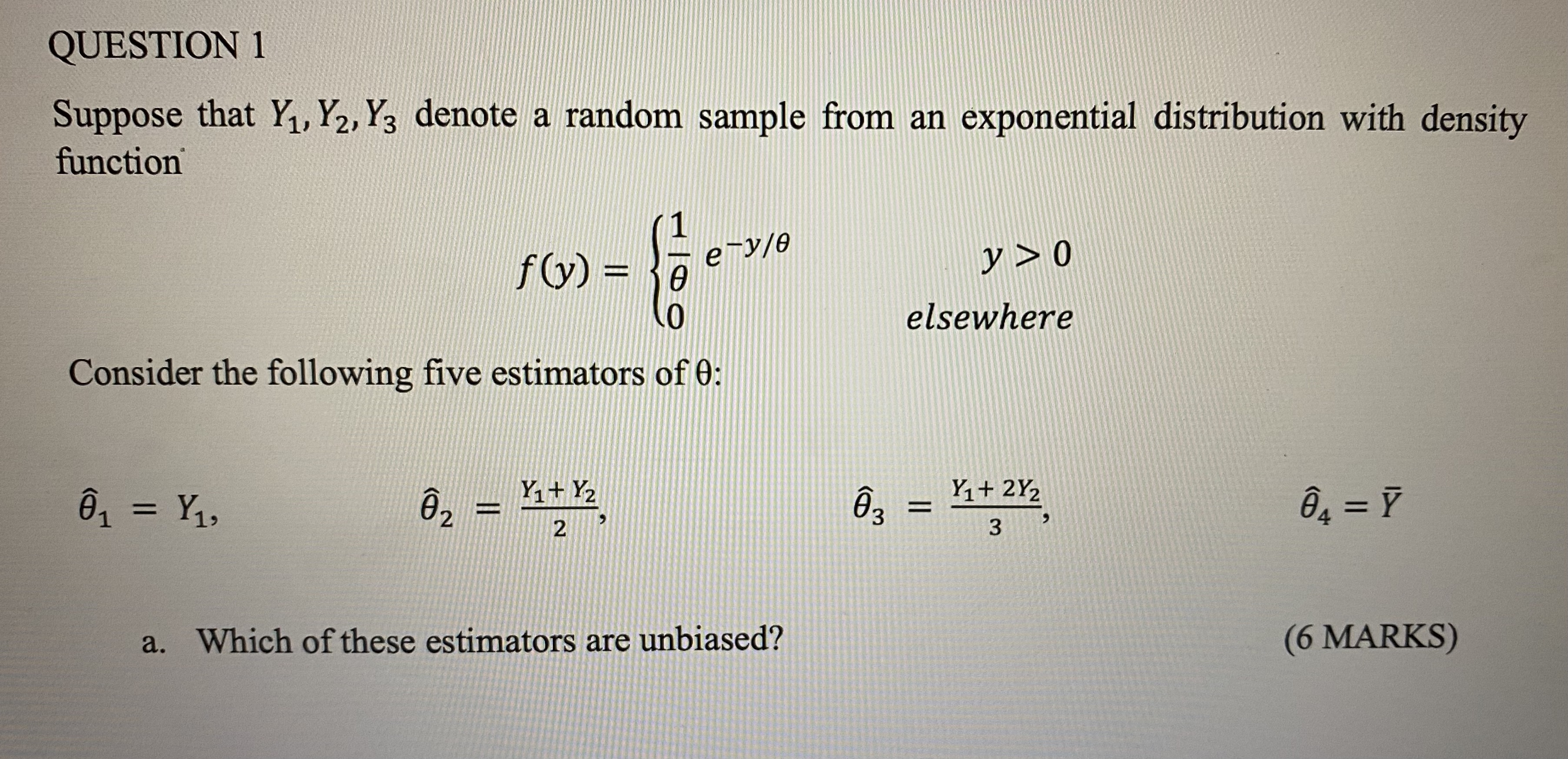 Solved A) Which of these estimators are unbiased?B) Among | Chegg.com