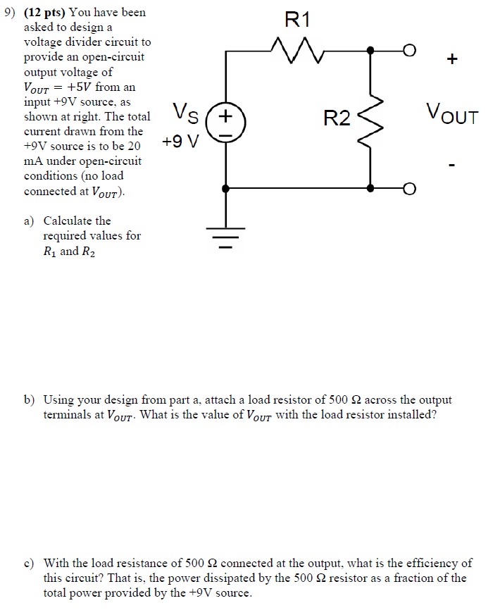 Solved (12 pts) You have been asked to design a voltage | Chegg.com