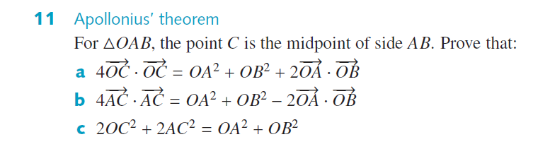 Solved 11 Apollonius' theorem For AOAB, the point C is the | Chegg.com