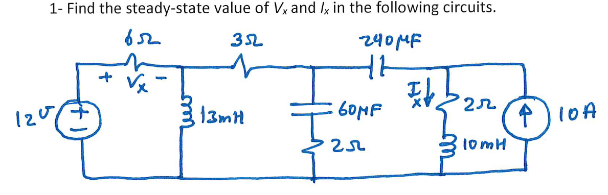 Solved Find the steady-state value Vx and Ix in the | Chegg.com