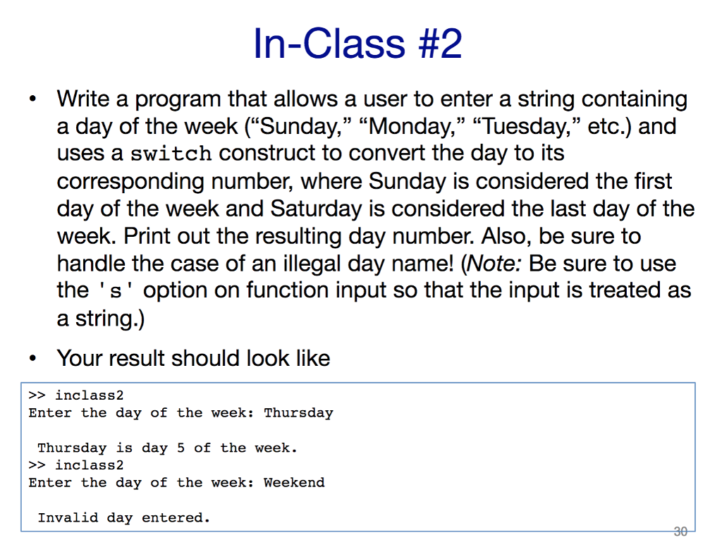 Solved In-Class #2 Write a program that allows a user to | Chegg.com