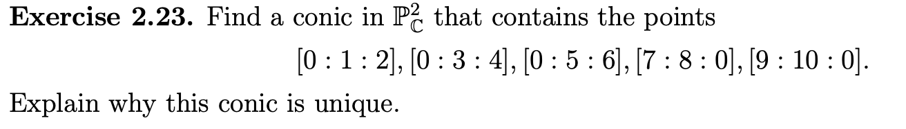 Solved Find a conic in in the complex projective plane | Chegg.com