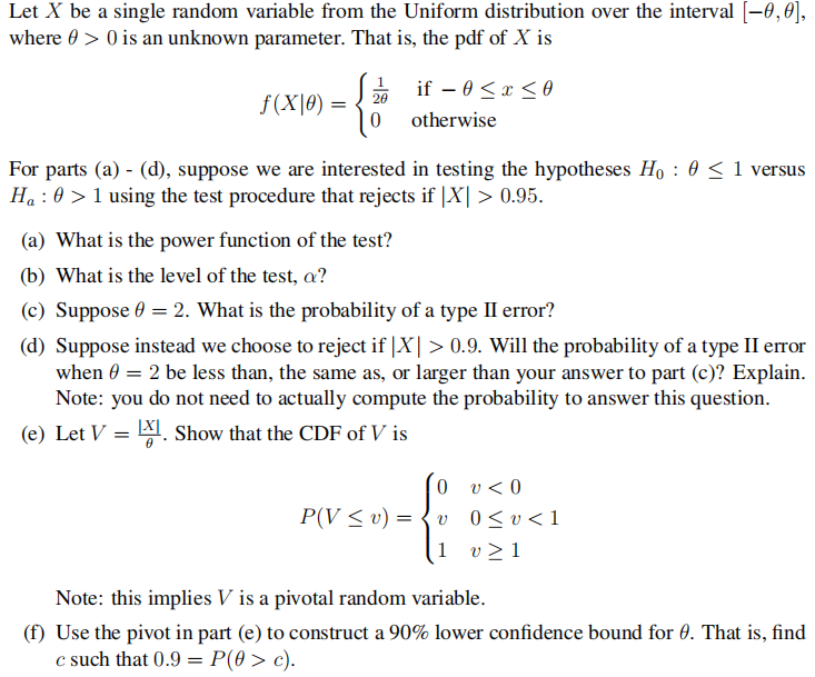 Solved Let X be a single random variable from the Uniform | Chegg.com