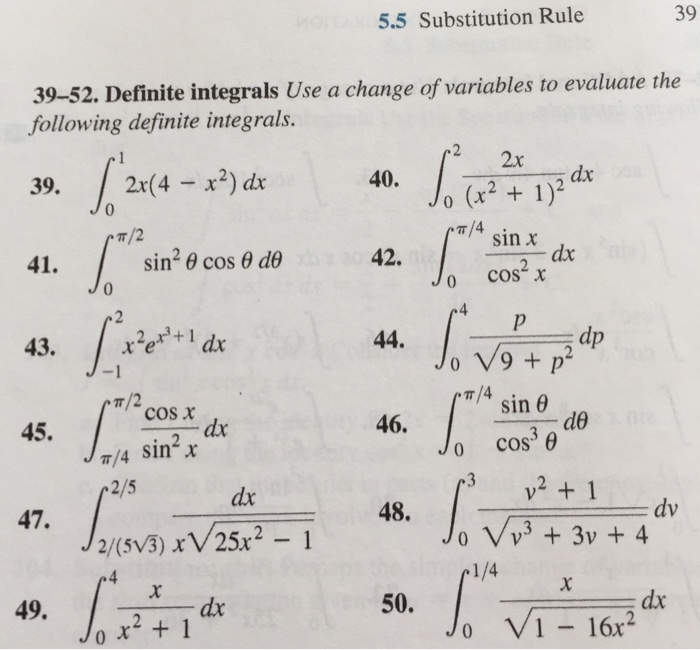 Solved Definite integrals Use a change of variables to | Chegg.com