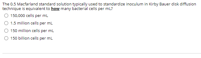 Solved The 0.5 Macfarland standard solution typically used | Chegg.com