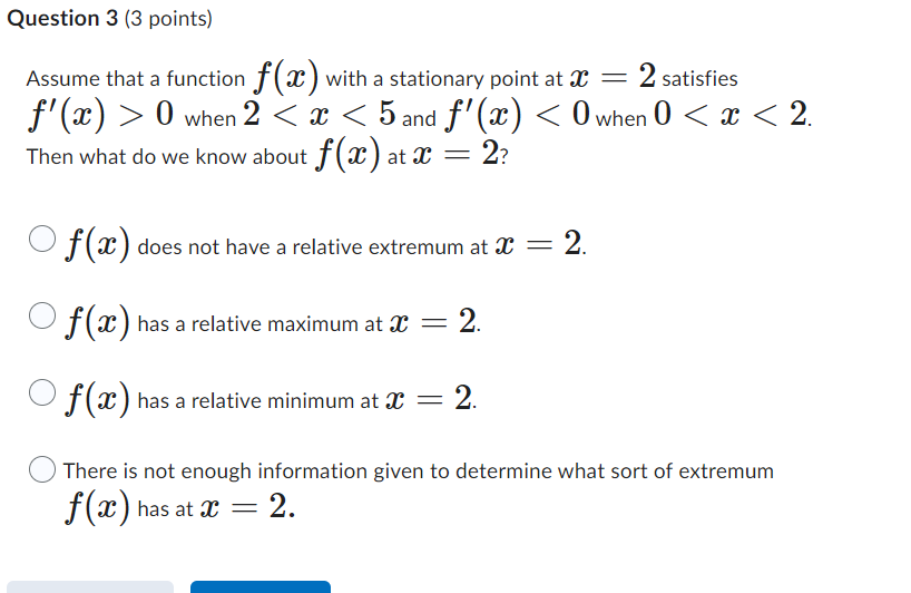 Solved Assume that a function f(x) with a stationary point | Chegg.com