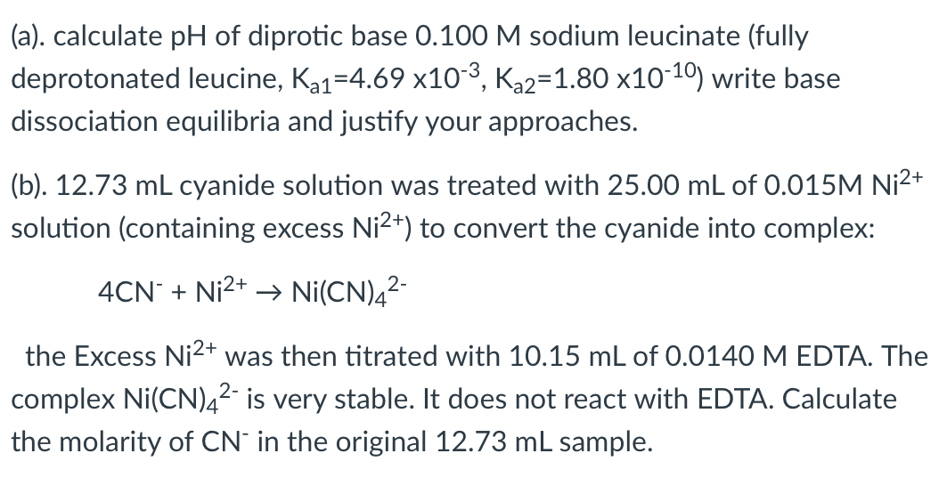 Solved (a). calculate pH of diprotic base 0.100 M sodium | Chegg.com