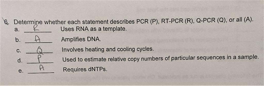 Solved Determine whether each statement describes PCR (P), | Chegg.com