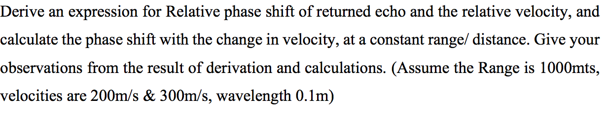 Solved Derive an expression for Relative phase shift of | Chegg.com