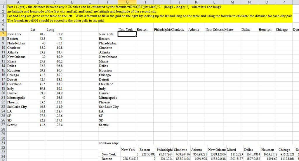 Solved 1Part 1 (3 pts)- the distance between any 2 US cities | Chegg.com