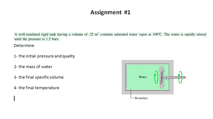 Solved Assignment #1 A well-insulated rigid tank having a | Chegg.com