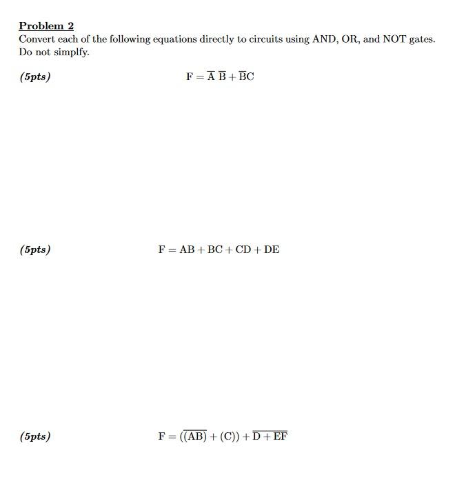 Solved Problem 2 Convert each of the following equations | Chegg.com