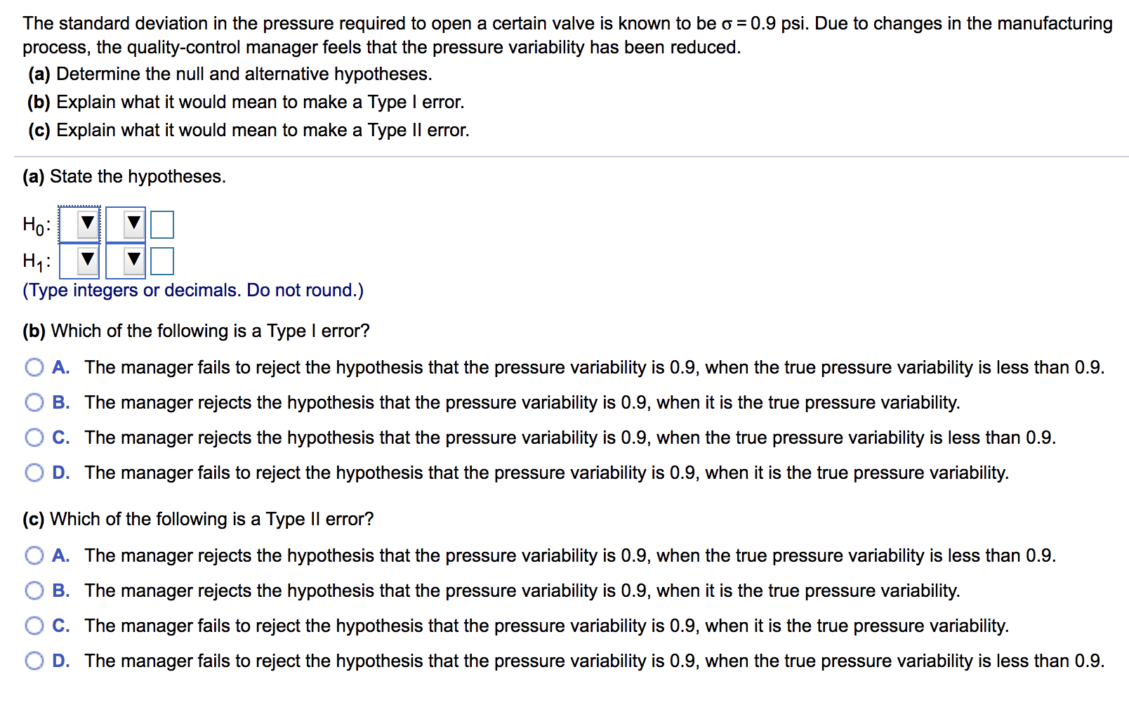 Solved The standard deviation in the pressure required to | Chegg.com