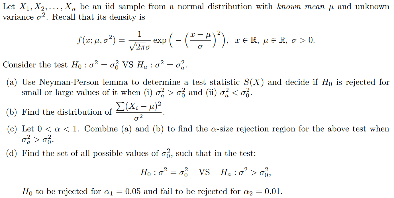 Solved Let X1,X2,…,Xn be an iid sample from a normal | Chegg.com