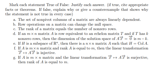 Solved Mark each statement True of False: Justify each | Chegg.com