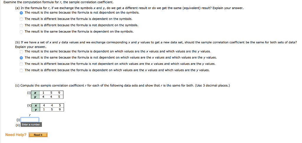 Solved Examine the computation formula for r, the sample | Chegg.com