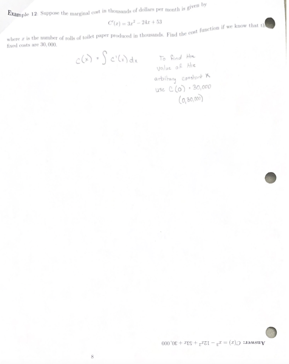 Solved Example 12: Suppose the marginal cost in thousands of | Chegg.com