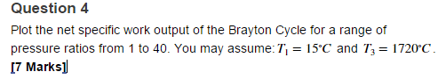 Solved Question 4 Plot the net specific work output of the | Chegg.com