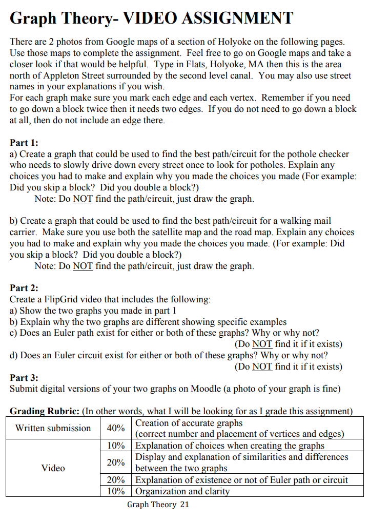 Graph Theory- VIDEO ASSIGNMENT There are 2 photos | Chegg.com