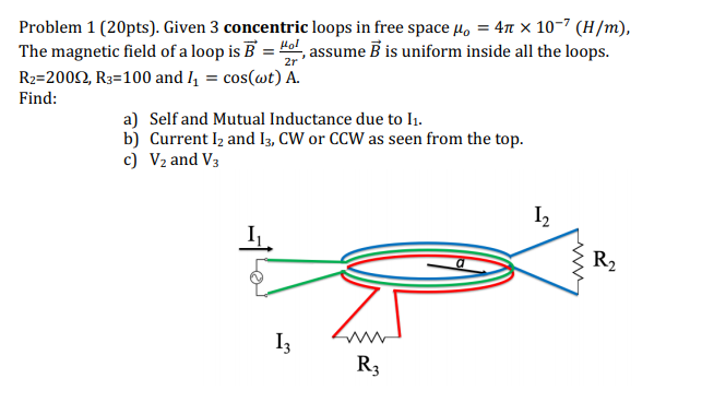 Solved Problem 1 (20pts). Given 3 concentric loops in free | Chegg.com