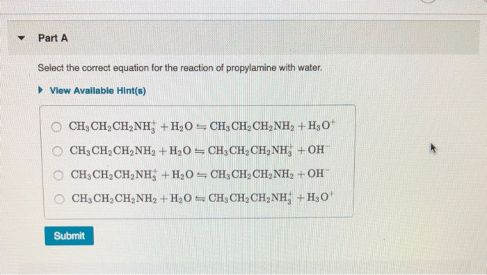Solved Part A Select the correct equation for the reaction | Chegg.com