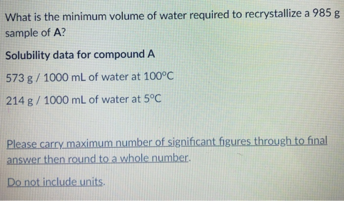 Solved What is the minimum volume of water required to | Chegg.com