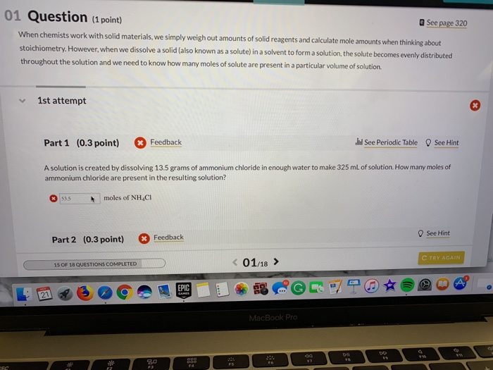 Solved 01 Question (1 point) a See page 320 When chemists | Chegg.com