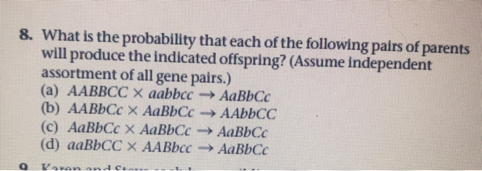 Solved 8. What is the probability that each of the following | Chegg.com