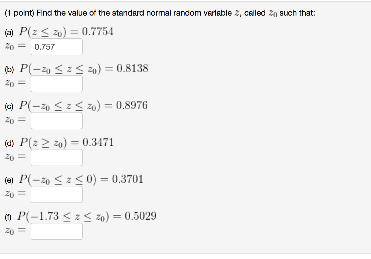 Solved Find the value of the standard normal random variable | Chegg.com