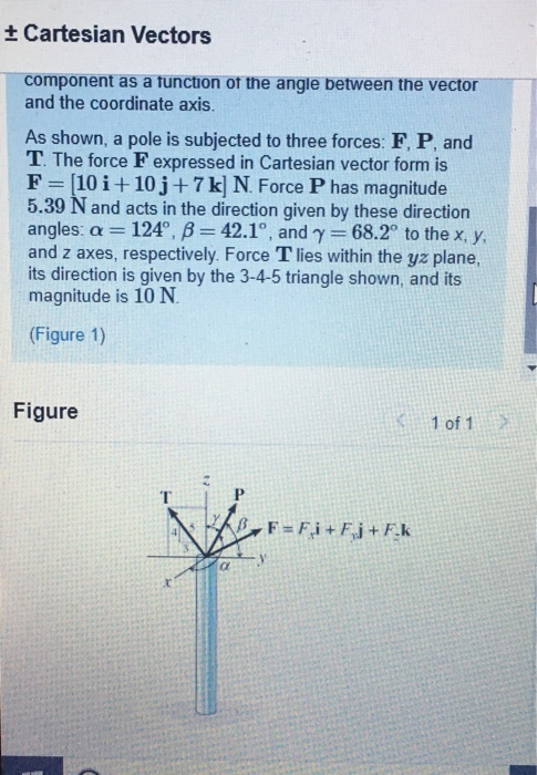 Solved + Cartesian Vectors component as a function of the | Chegg.com