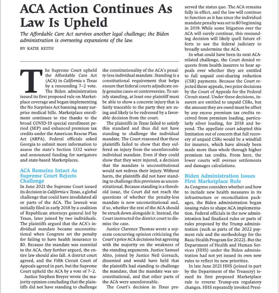 Health Policy: The Affordable Care Act (aka | Chegg.com