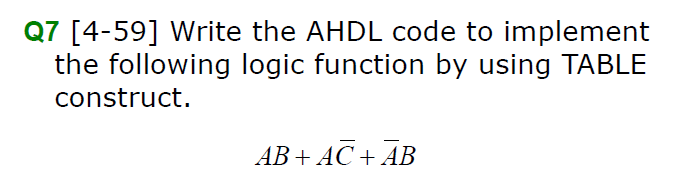 Solved Q7 [4-59] Write the AHDL code to implement the | Chegg.com
