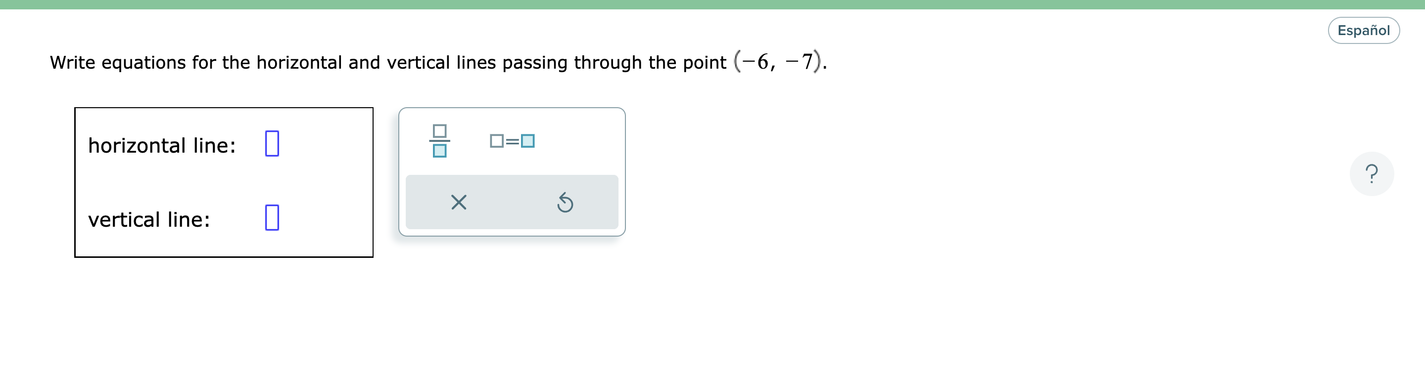Solved Write equations for the horizontal and vertical lines | Chegg.com
