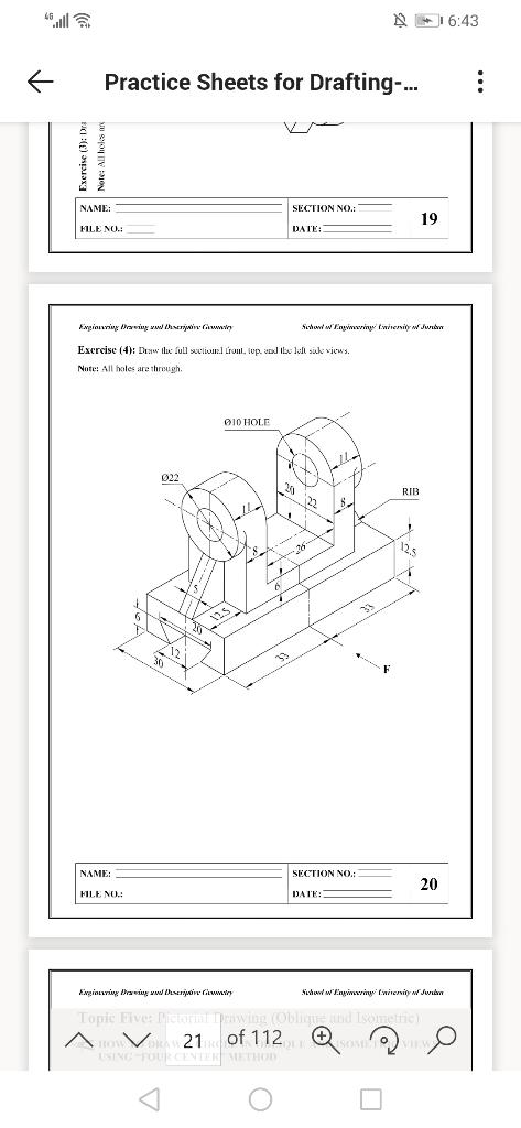Solved 16:43 个 Practice Sheets for Drafting-... Exercise | Chegg.com
